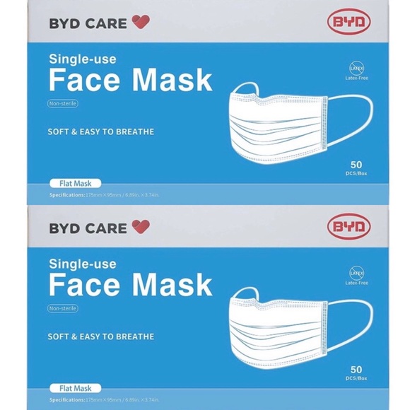 BYD CARE | Other | Byd Care 3ply Face Mask 2x Box Of 5 Pcs | Poshmark